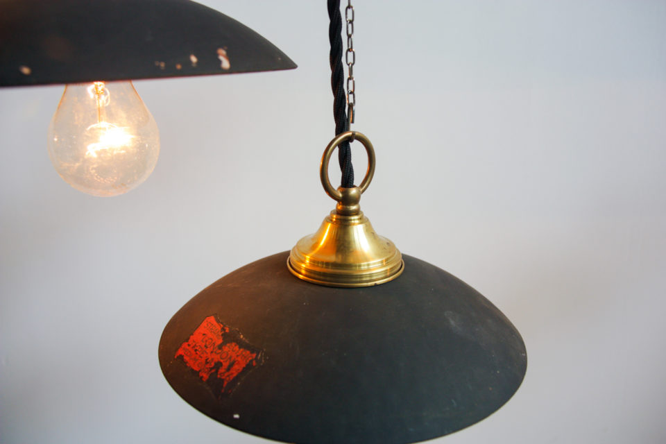 Mercury glass and brass Strand Electric reflector lights by Sunray ...